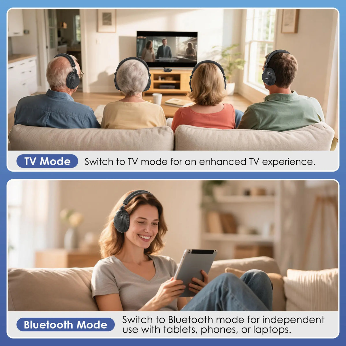 SIMOLIO Wireless Group Listening Headphones Set for TV JH-747D ...