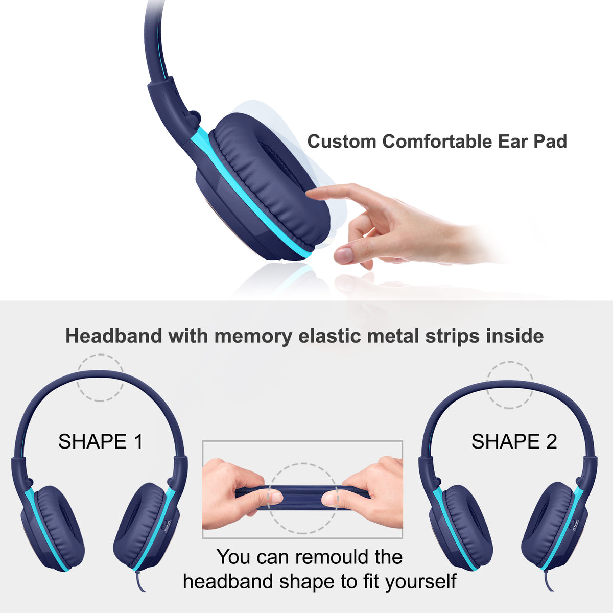 Wired Over Ear Headphones Foldable with Microphone & Volume Limited ...