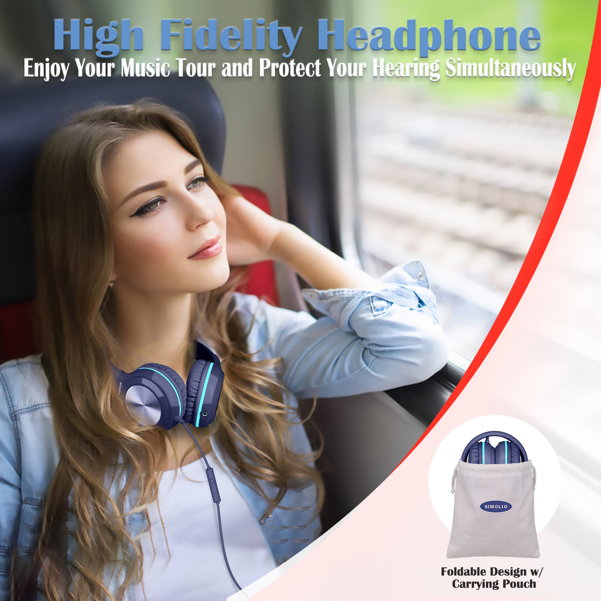 Wired Over Ear Headphones Foldable with Microphone & Volume Limited ...